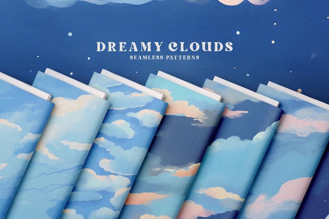 Dreamy Clouds - Seamless Patterns, Watercolor, Perfect Repeat, Fabirc ...