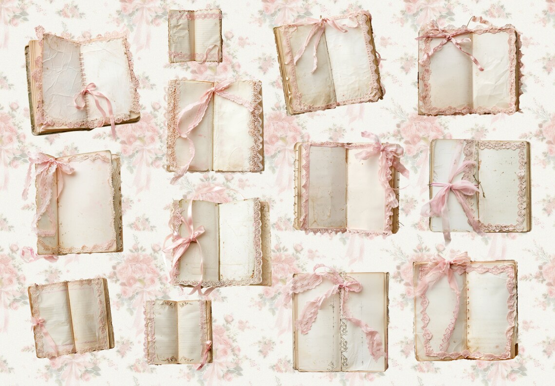 Coquette Junk Journal Pages Ll, 15 Printable, HQ, Scrapbooking, Lace ...