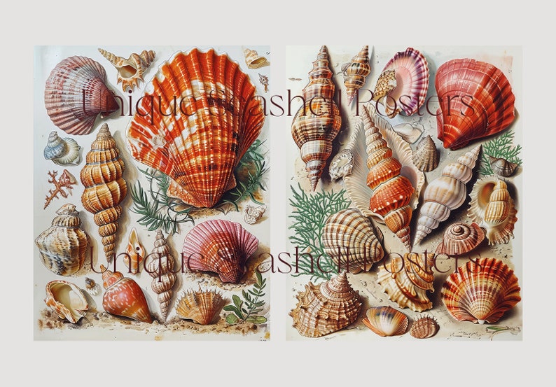 Unique Seashell Posters 50 HQ Printable Old School Wall Art Posters ...