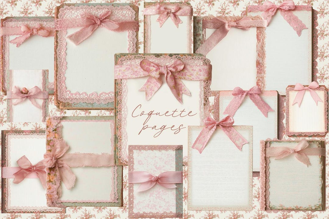 Coquette Pages, 40 Printable Scrapbooking Notebook Sheets, Junk Journal ...