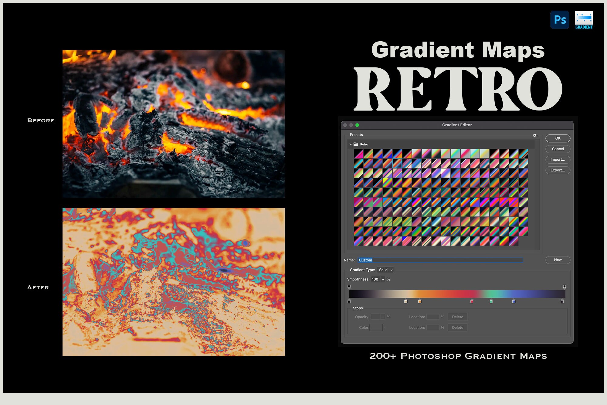 Retro Gradient Maps 200 - Etsy
