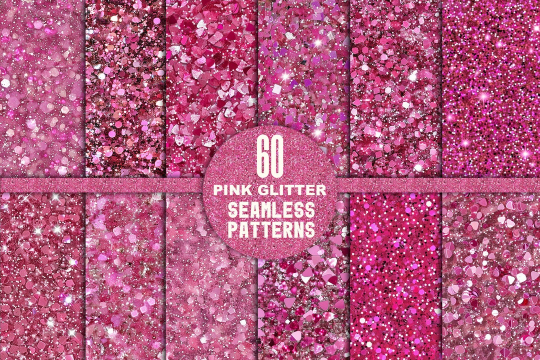 60 Coquette Pink Glitter Seamless Pattern, Digital Paper, Canva, Craft ...