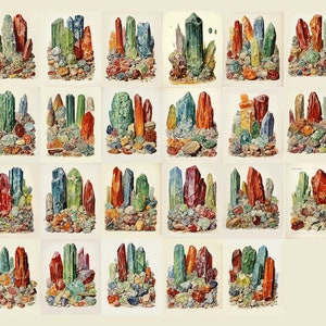 30 Minerals Illustrations, HQ, Rare, Printable, Crystals Art ...