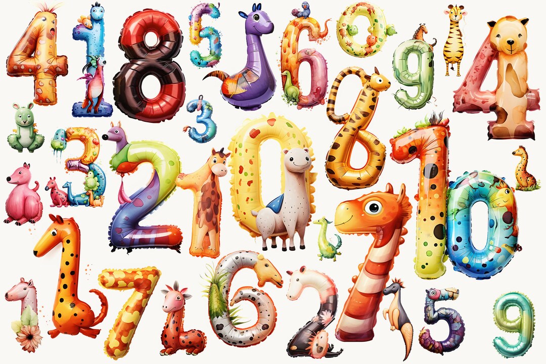 30+ Balloons Animals Shaped Numbers, Kids, Birthday, Foil Shaped ...