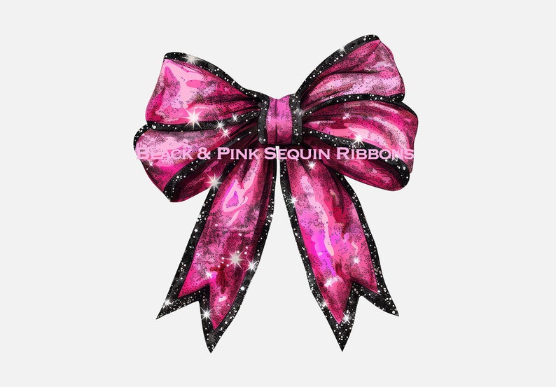 24 Black & Pink Sequin Ribbons, Emo Gothic Clipart, Ark Fantasy Satin ...