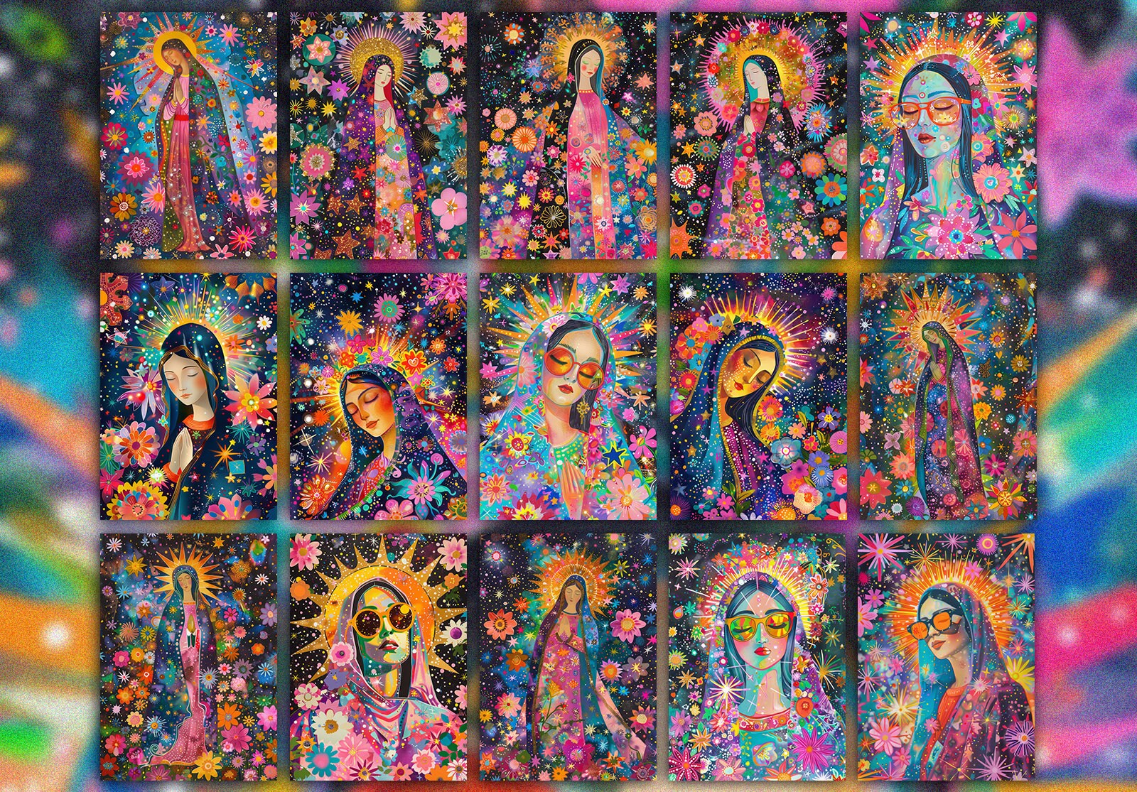 Virgin Mary Colorful Posters Religious Junk Journal Printable Paper ...