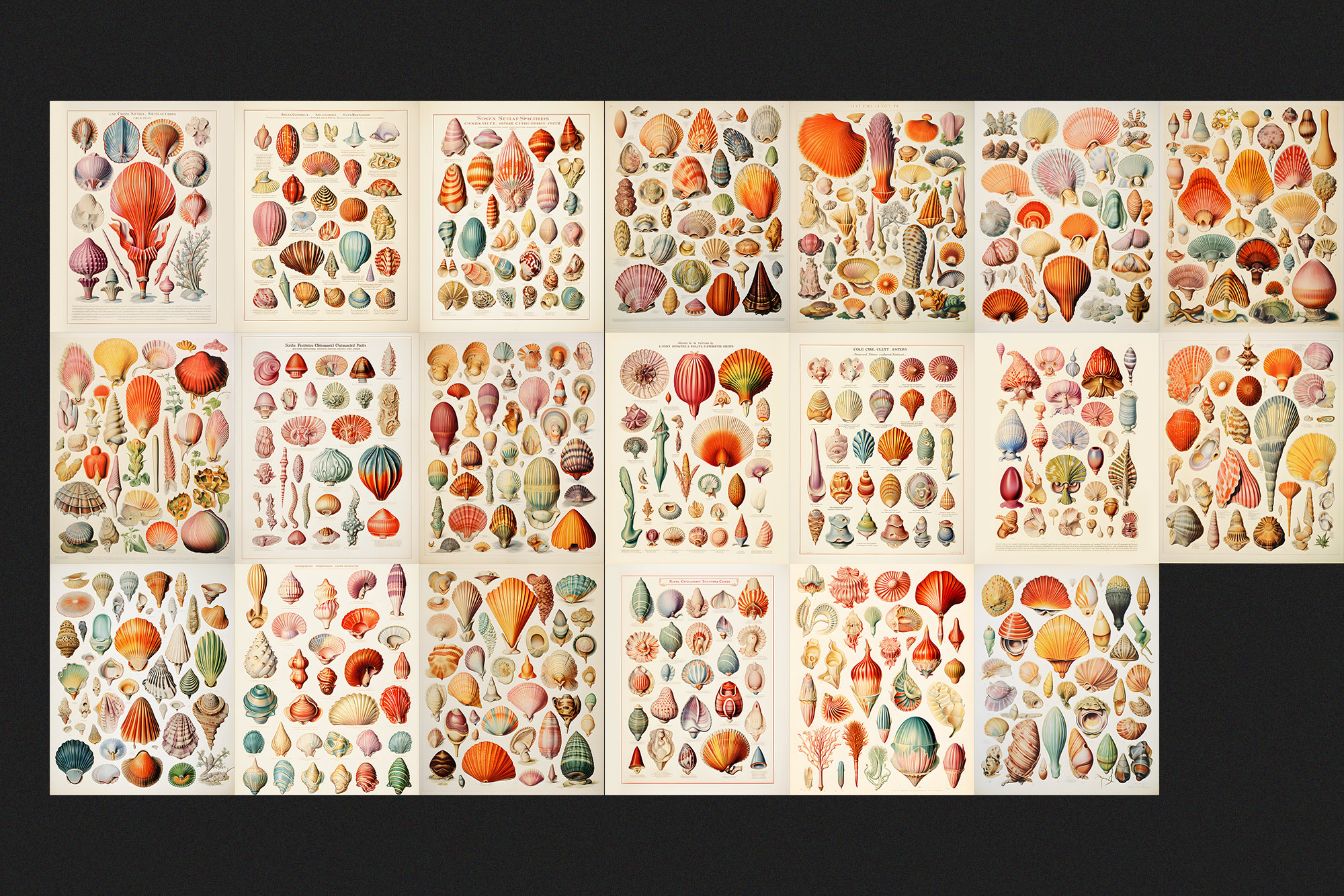 20 Old School Seashell Posters Vintage Drawings Inspired by ARTHUR MEE ...