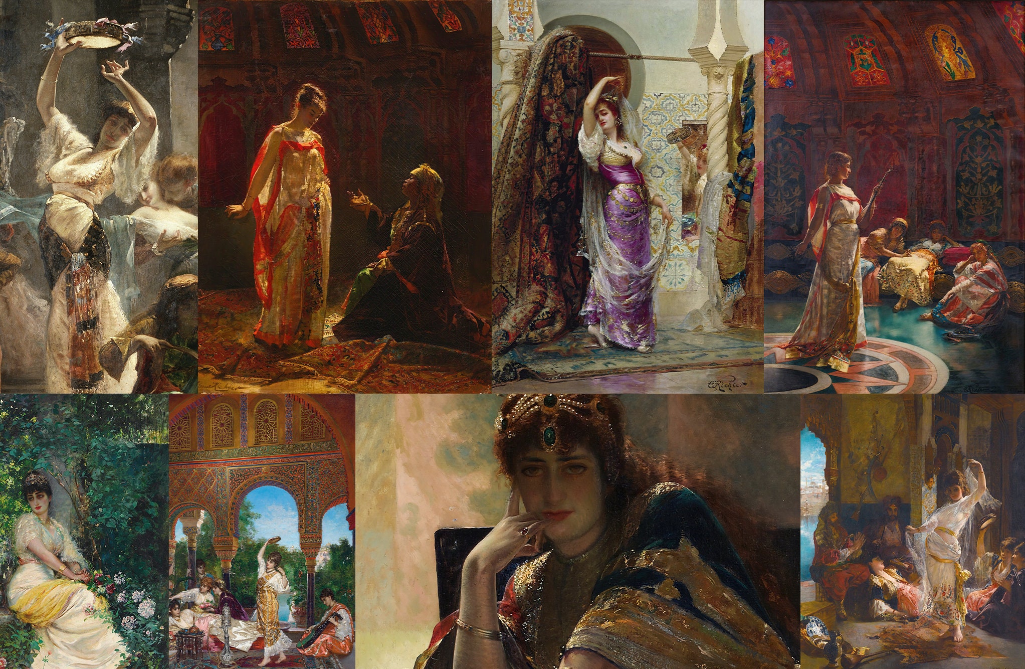 Édouard Frédéric Wilhelm Richter HQ Printable Oil Paintings Harem ...