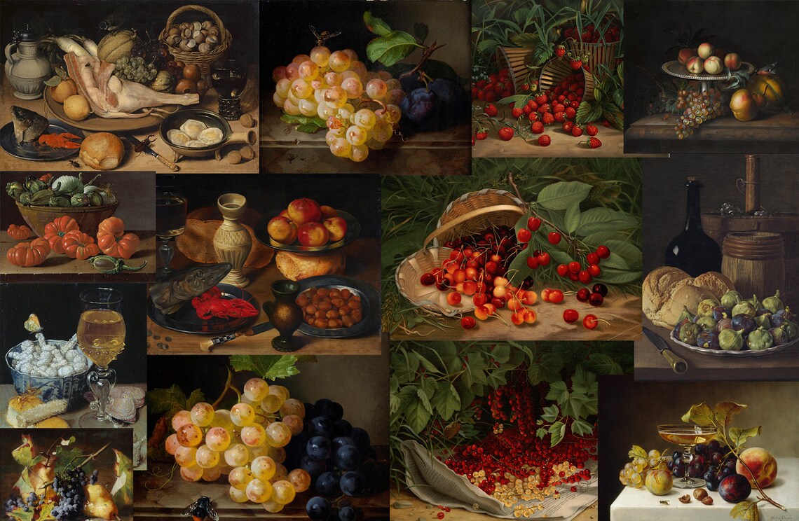 50 Still Life Paintings Vintage Antique Food Reaslistic Oil - Etsy