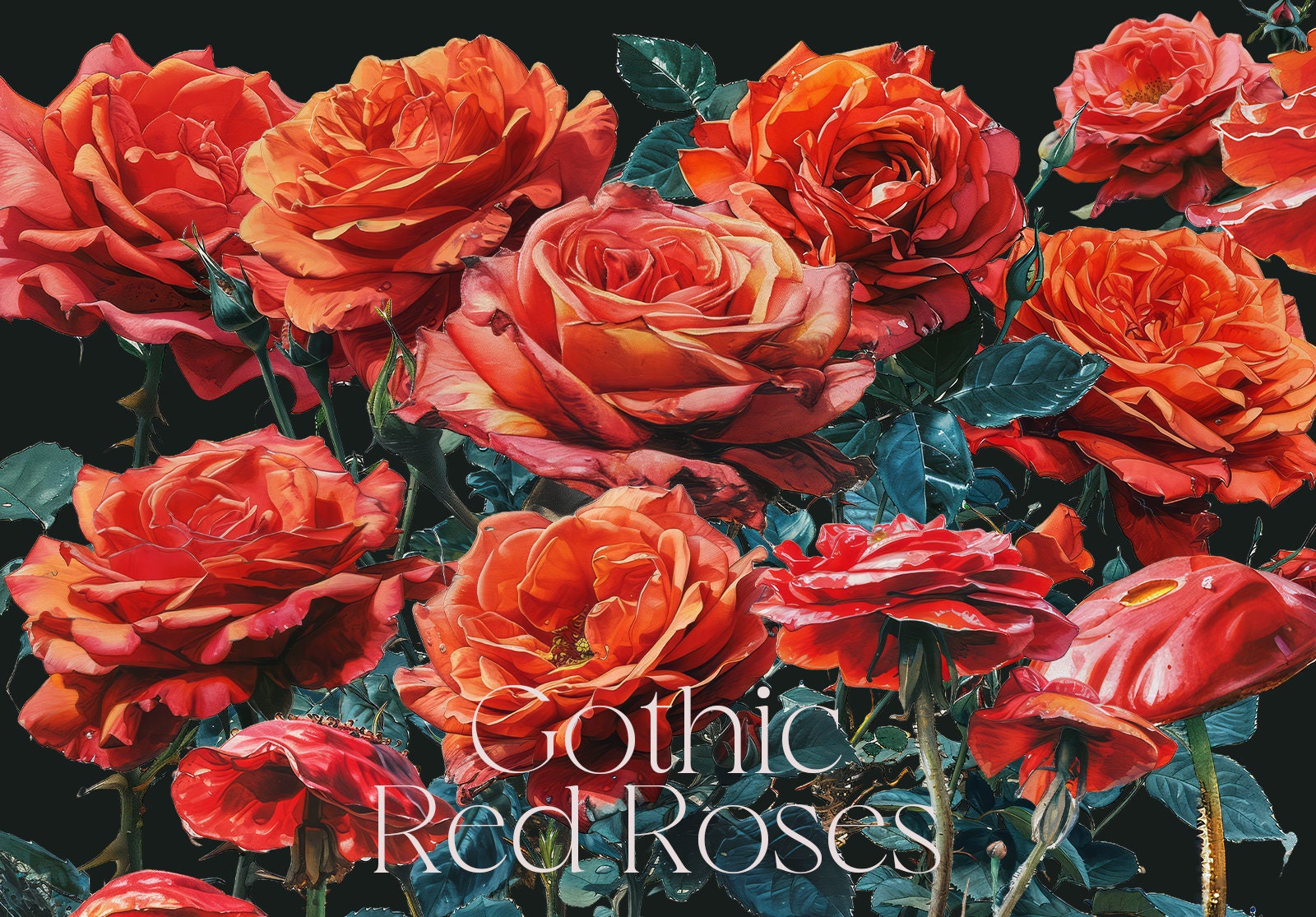 Gothic Red Roses, PNG HQ, Surreal Roses, Dark Flowers, Collages, Dark ...