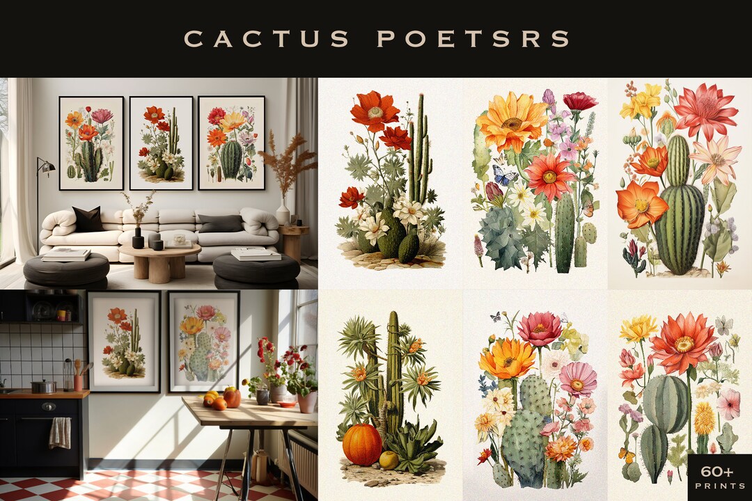 60+ Cactus Posters, HQ, Printable, Vintage, Chromolithograph ...