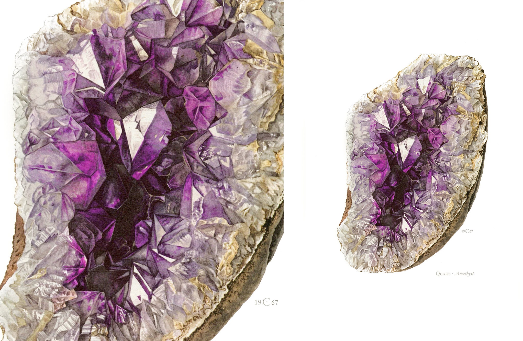 60 Claus Caspari Vintage Minerals Lithograph Antique Geology Gemstones ...