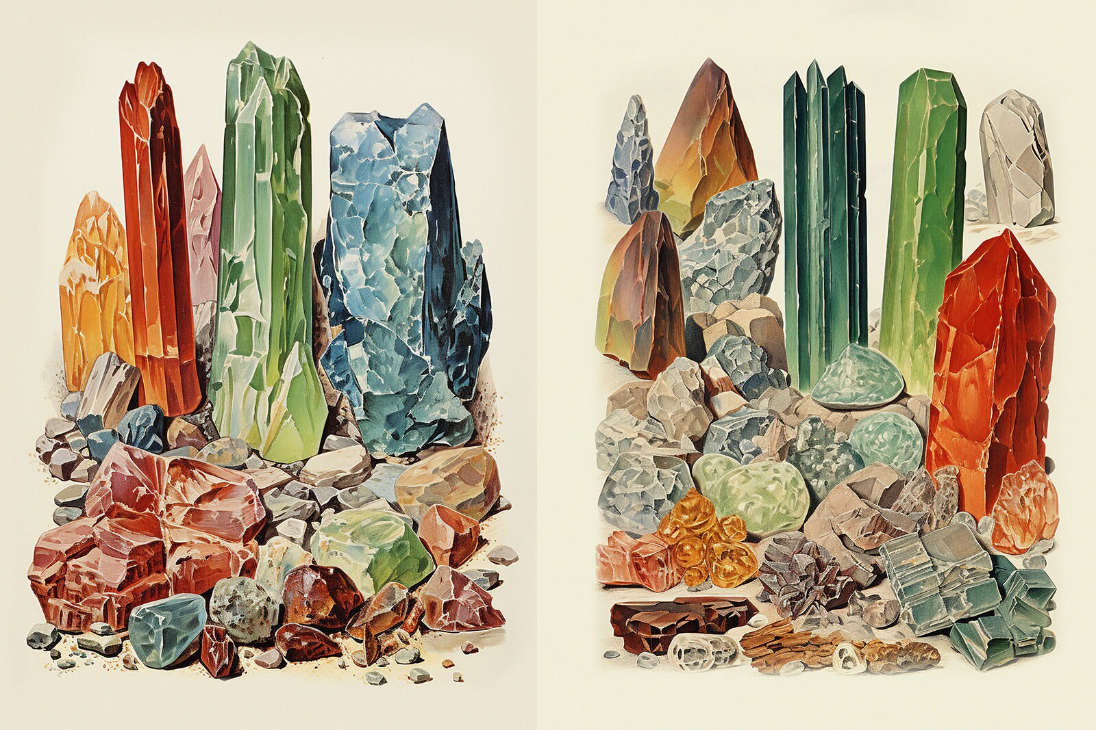 30 Minerals Illustrations, HQ, Rare, Printable, Crystals Art ...