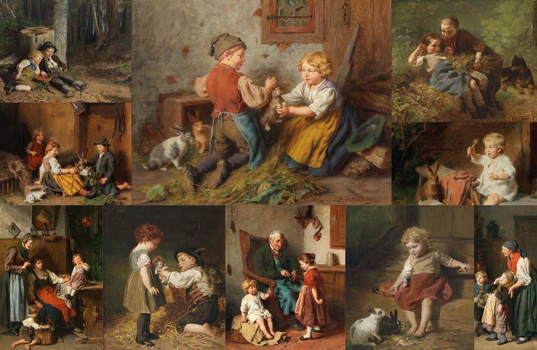 30 Felix Schlesinger Rare HQ Printable Paintings Wall Art Family House ...