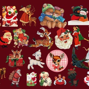 200+ Vintage Christmas Clipart Bundle, Rare Retro Illustrations, T ...