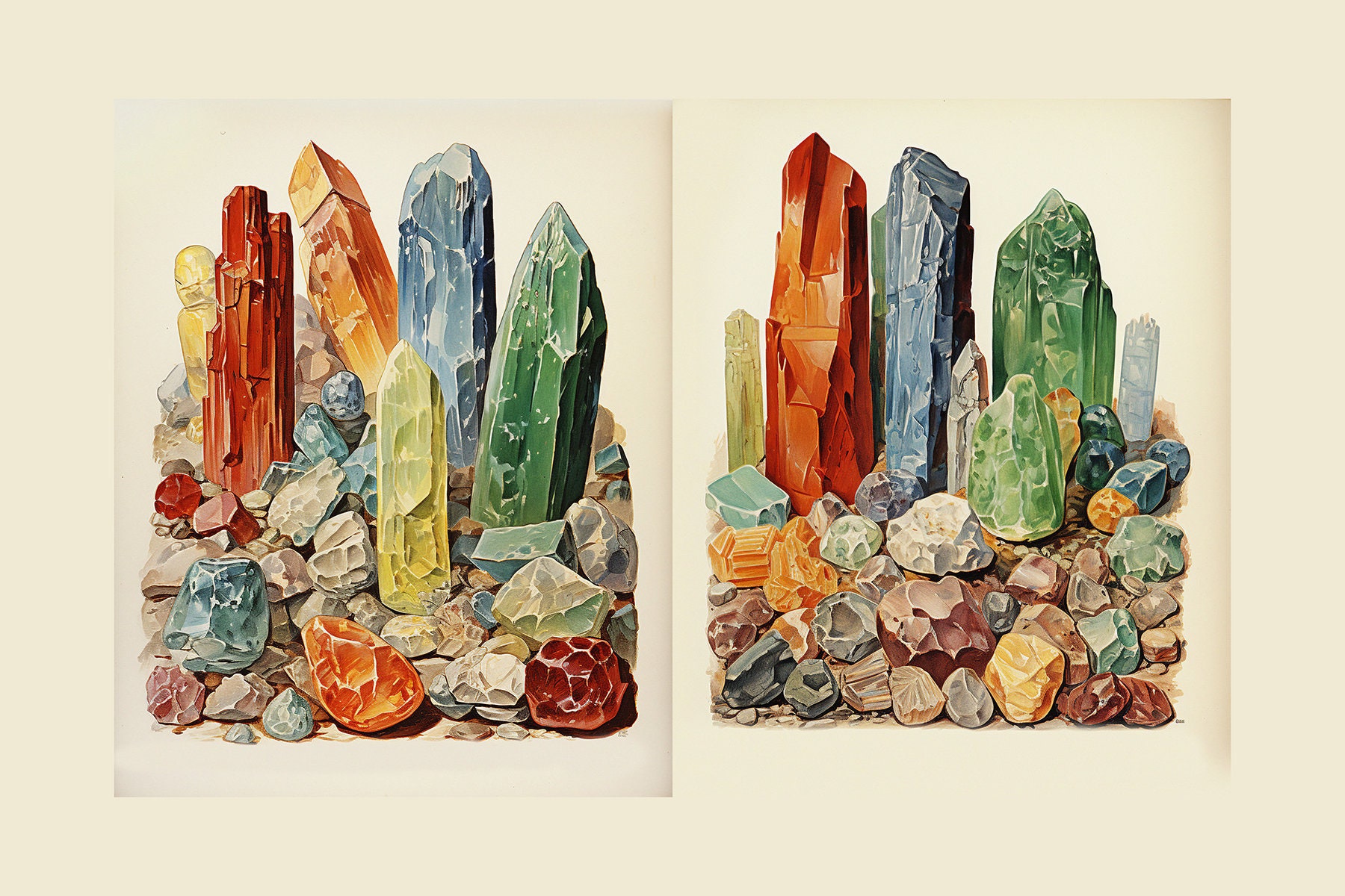 30 Minerals Illustrations, HQ, Rare, Printable, Antique Crystals Art ...