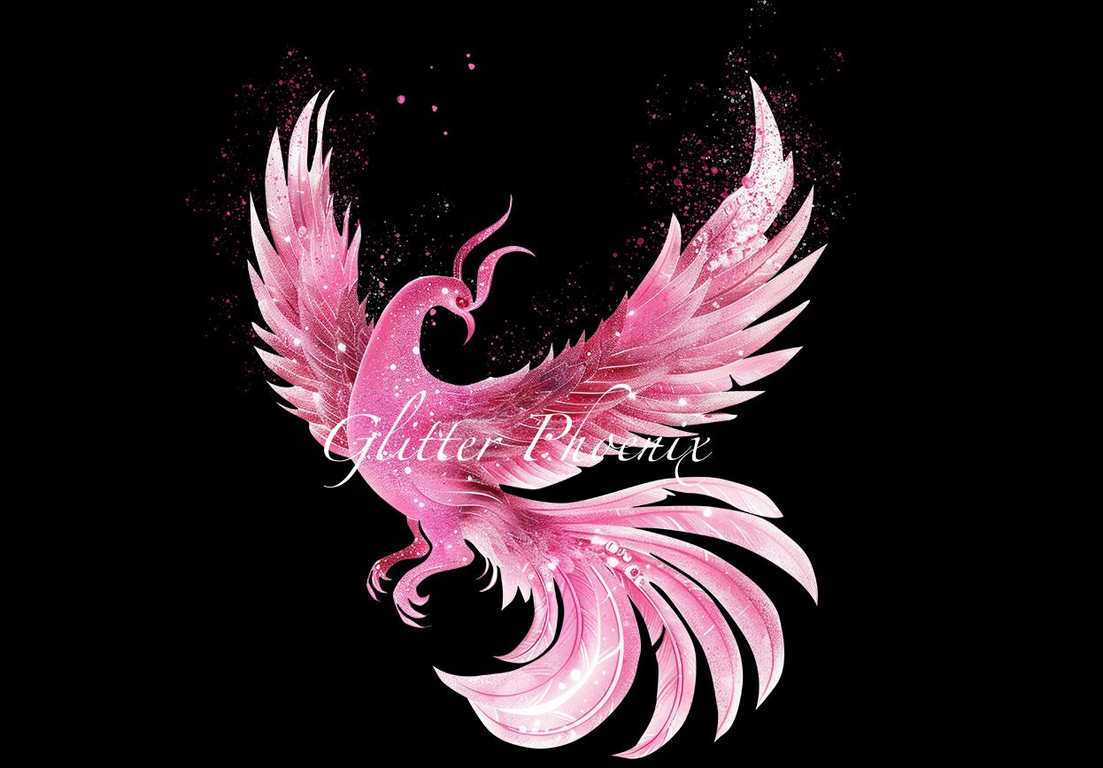 Glitter Phoenix Pink Clipart, Printable Feminine Gold Shiny ...
