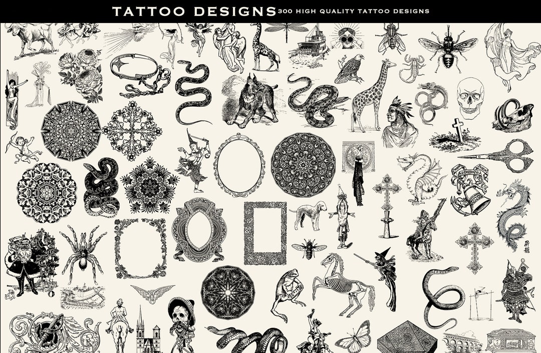 300+ Old School Tattoo Designs. Ink Sketch DIY Clipart Traditional ...