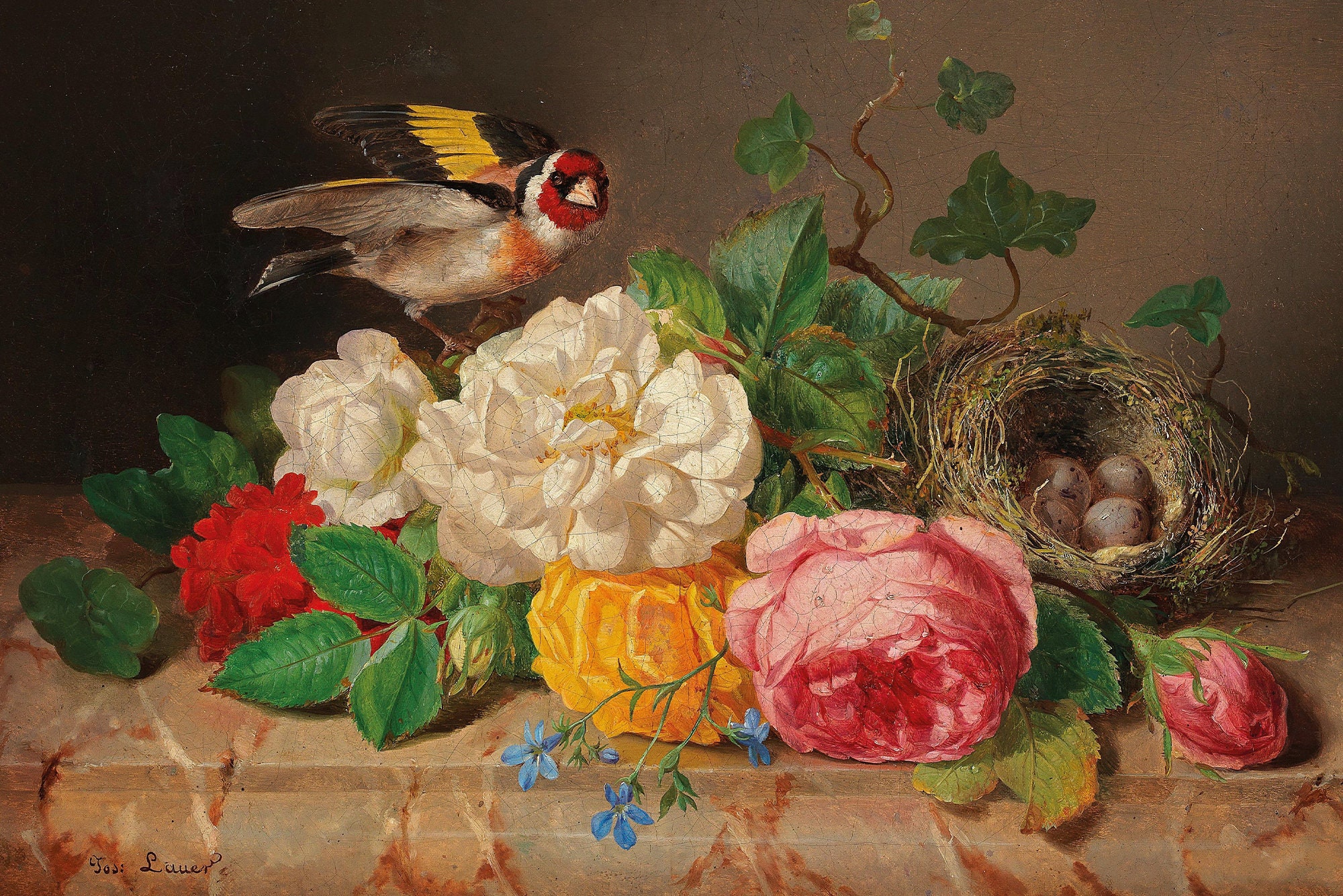 28 Josef Lauer HQ Still Life Paintings Flowers Forest Botanical Wall ...