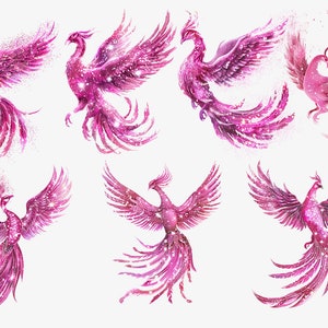 Glitter Phoenix Pink Clipart, Printable Feminine Gold Shiny ...