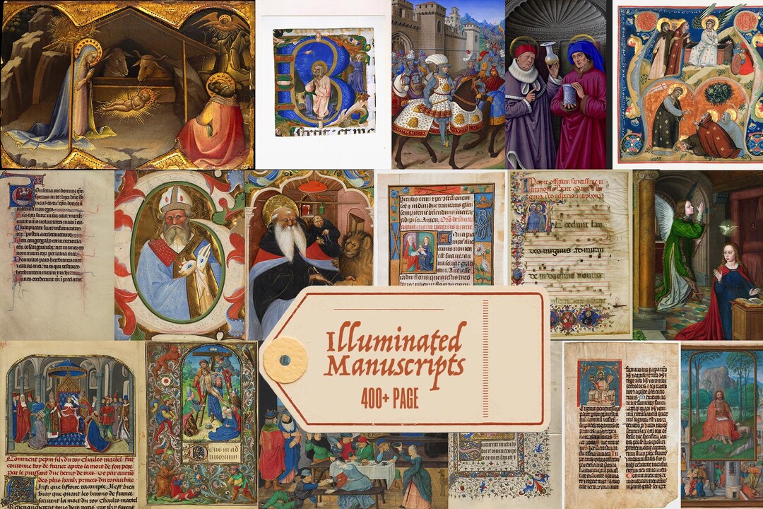 400+ Illuminated Manuscripts Mega Bundle, Printable, Medieval Printable ...