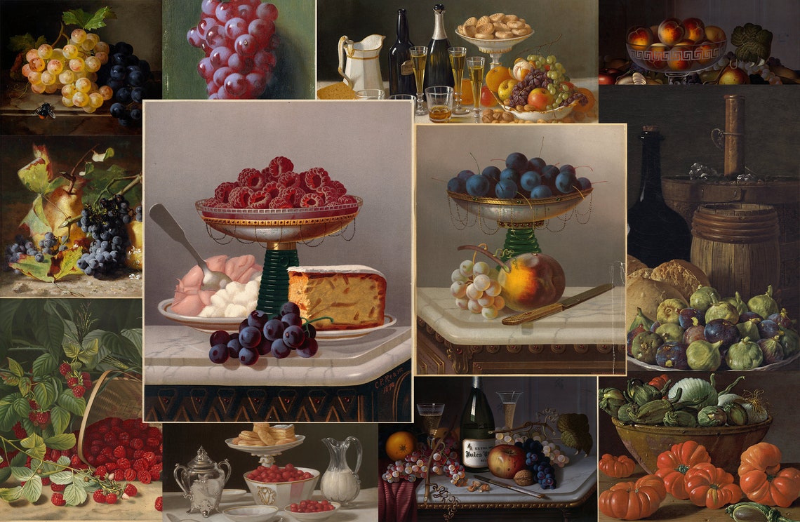 50 Still Life Paintings Vintage Antique Food Reaslistic Oil - Etsy