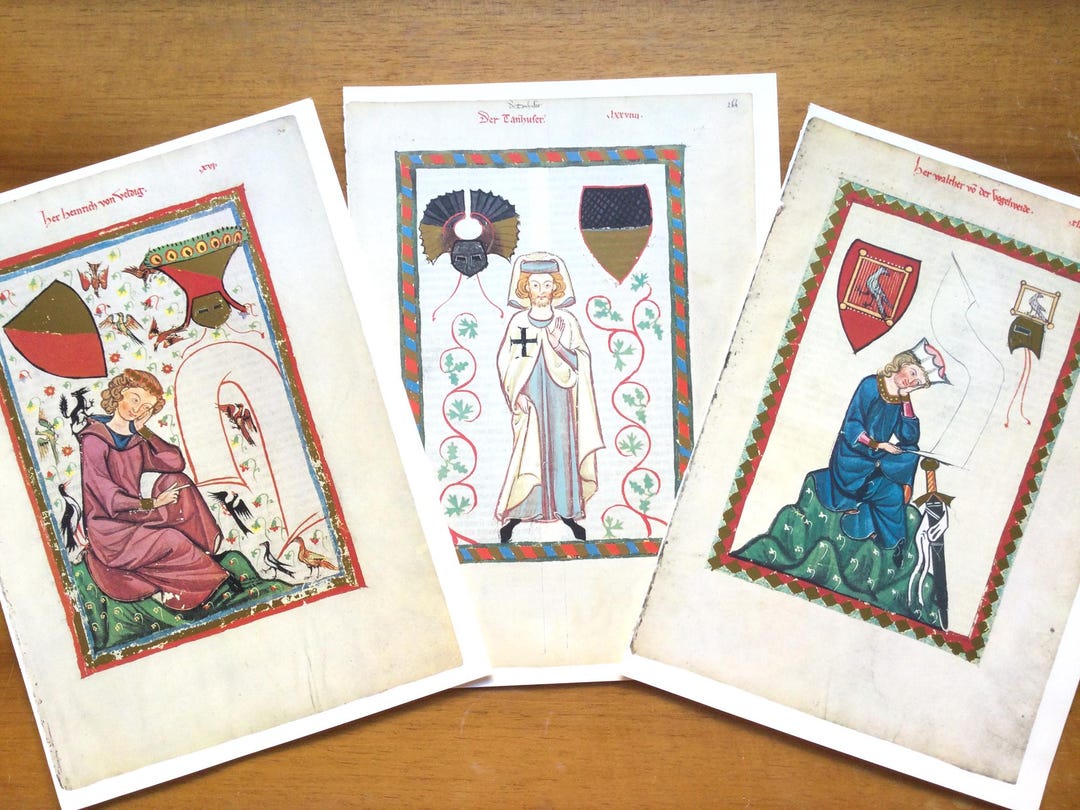 Medieval Prints, Set of 3, Old Book Pages, Renfaire Journal ...