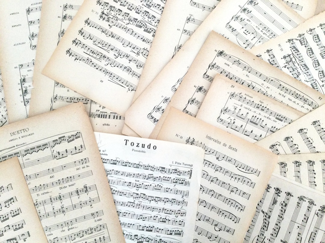 Old Sheet Music, 18 Page Pack, Vintage Music Paper, Neutral Tones for ...
