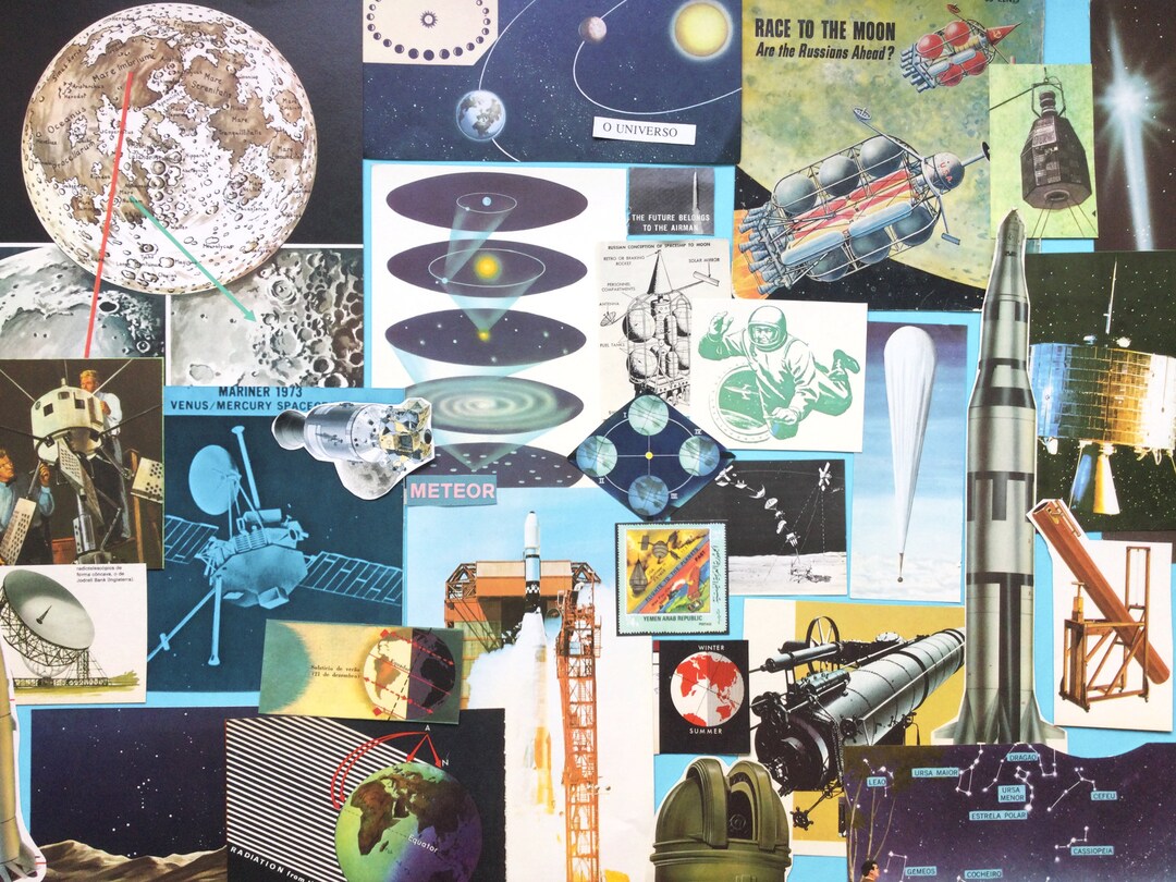 Astronomy Collage Kit, Vintage Ephemera Pack, Space Art, Astronaut ...
