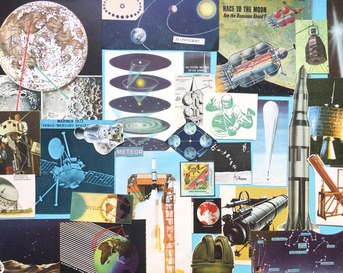Astronomy Collage Kit, Vintage Ephemera Pack, Space Art, Astronaut ...