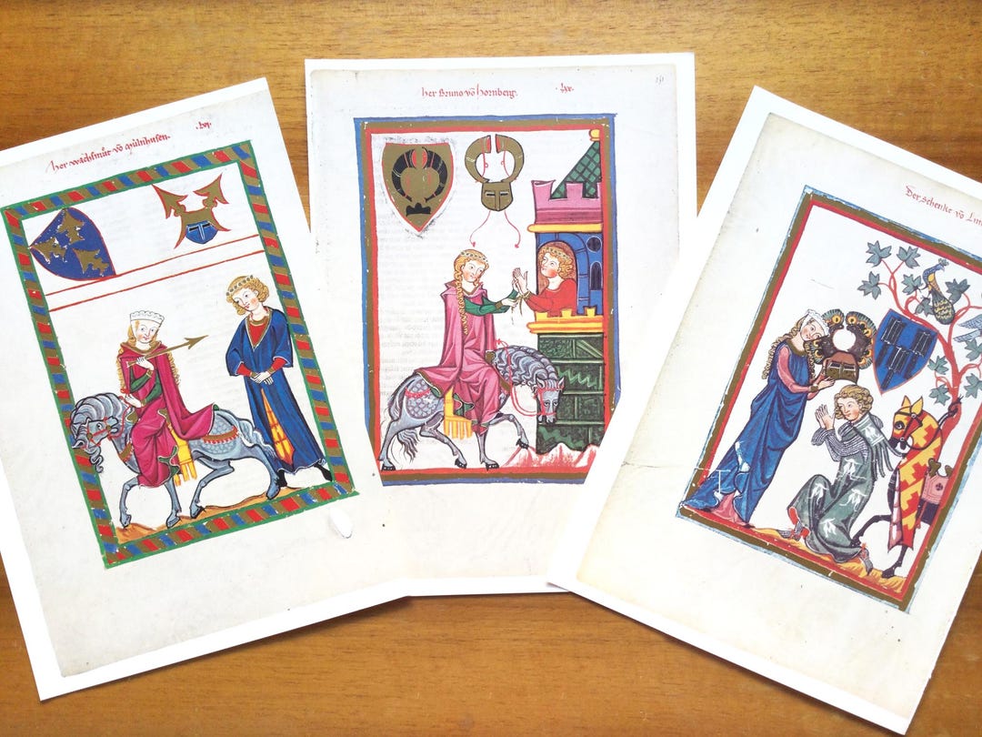 Medieval Wall Art, Old Book Pages, Vintage Medieval Prints, Renfaire ...