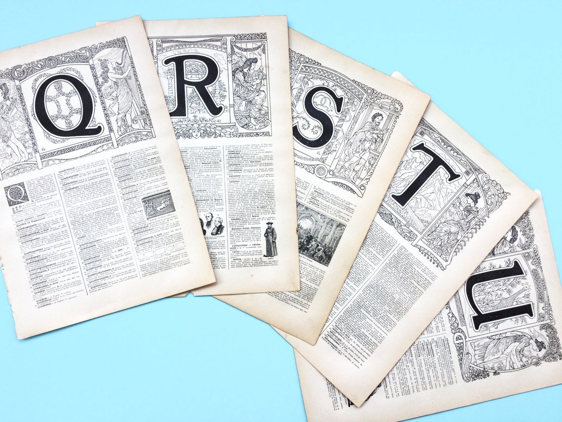 Illustrated Alphabet Antique Letters for Junk Journals - Etsy