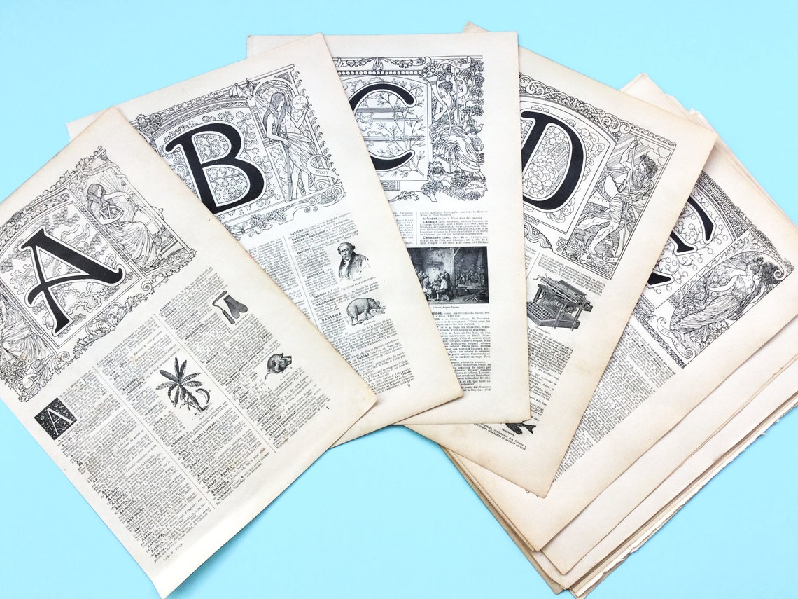 Illustrated Alphabet Antique Letters for Junk Journals - Etsy