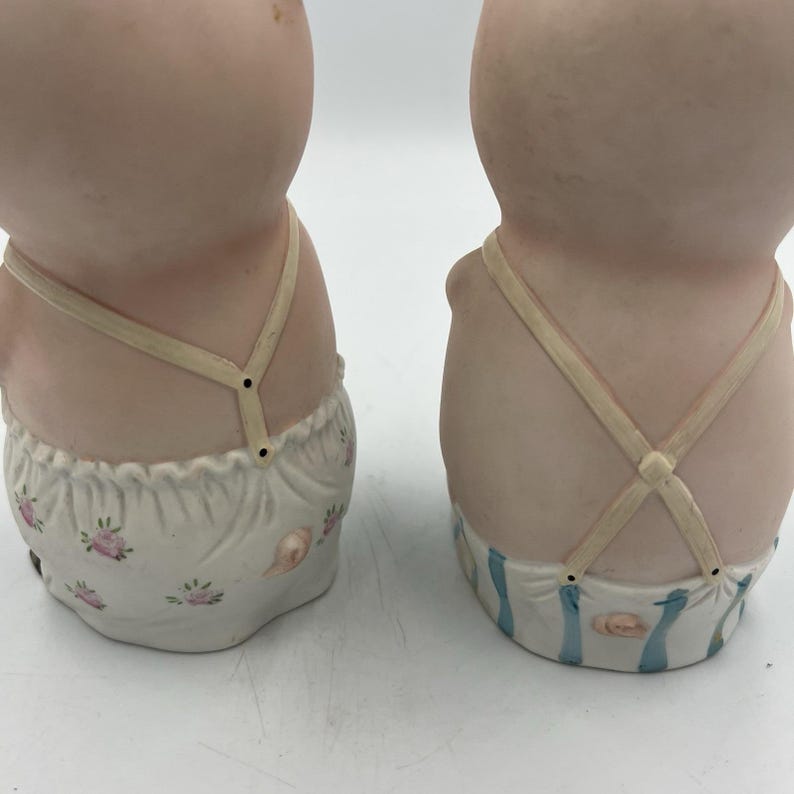 Vintage Lefton Japan Piggy Bank Boy & Girl Pair 7" Bisque BW3077A Red ...