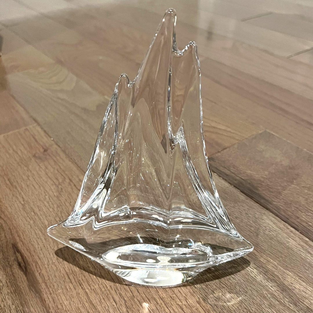 Daum France Crystal Sailboat Sculpture Signed Art Glass 9" Nautical ...