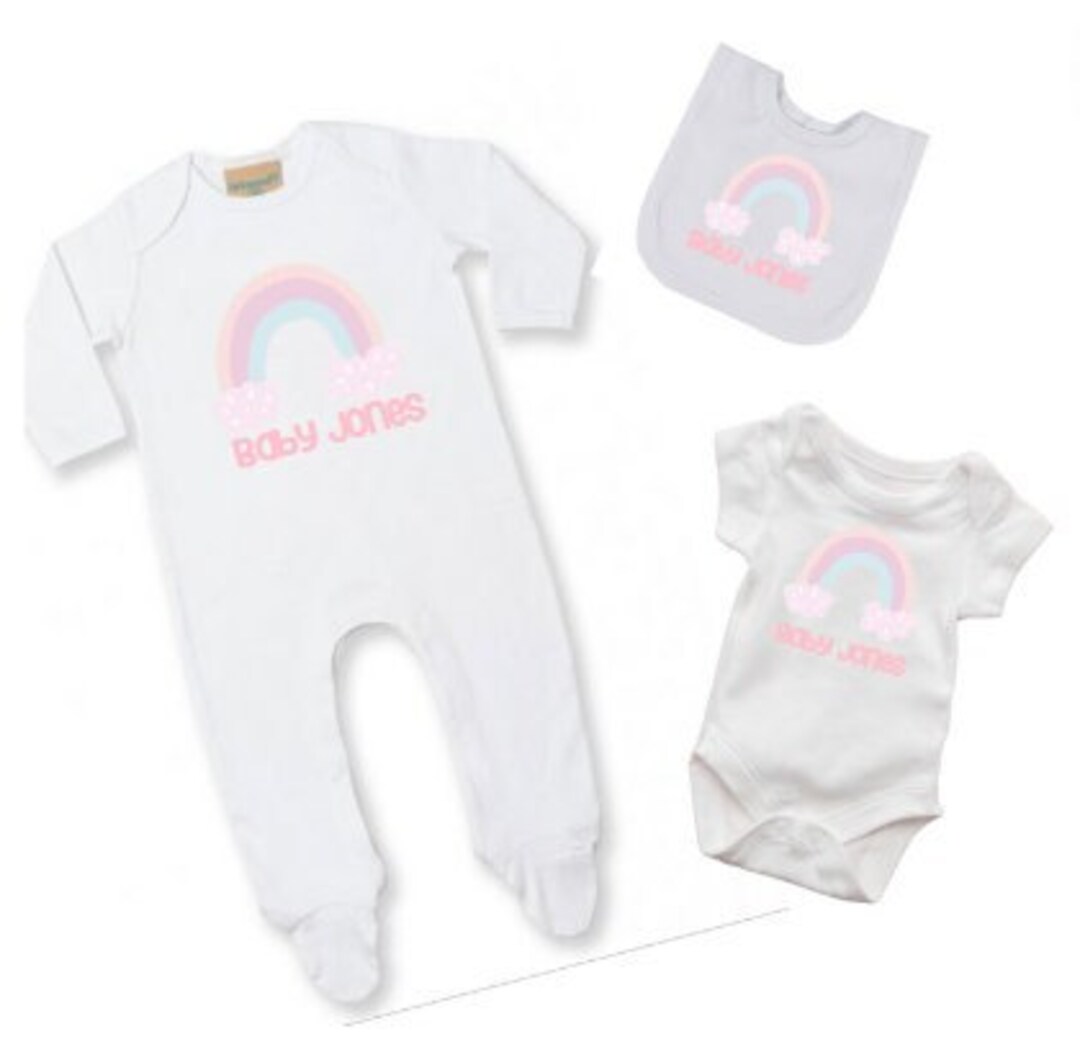 New Baby Rainbow Design Body Suit, Sleepsuit, Bib, New Baby, Baby Boy ...