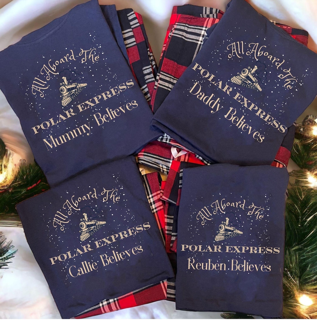 Personalised Polar Express Pyjamas, Christmas Family Matching Pjs ...