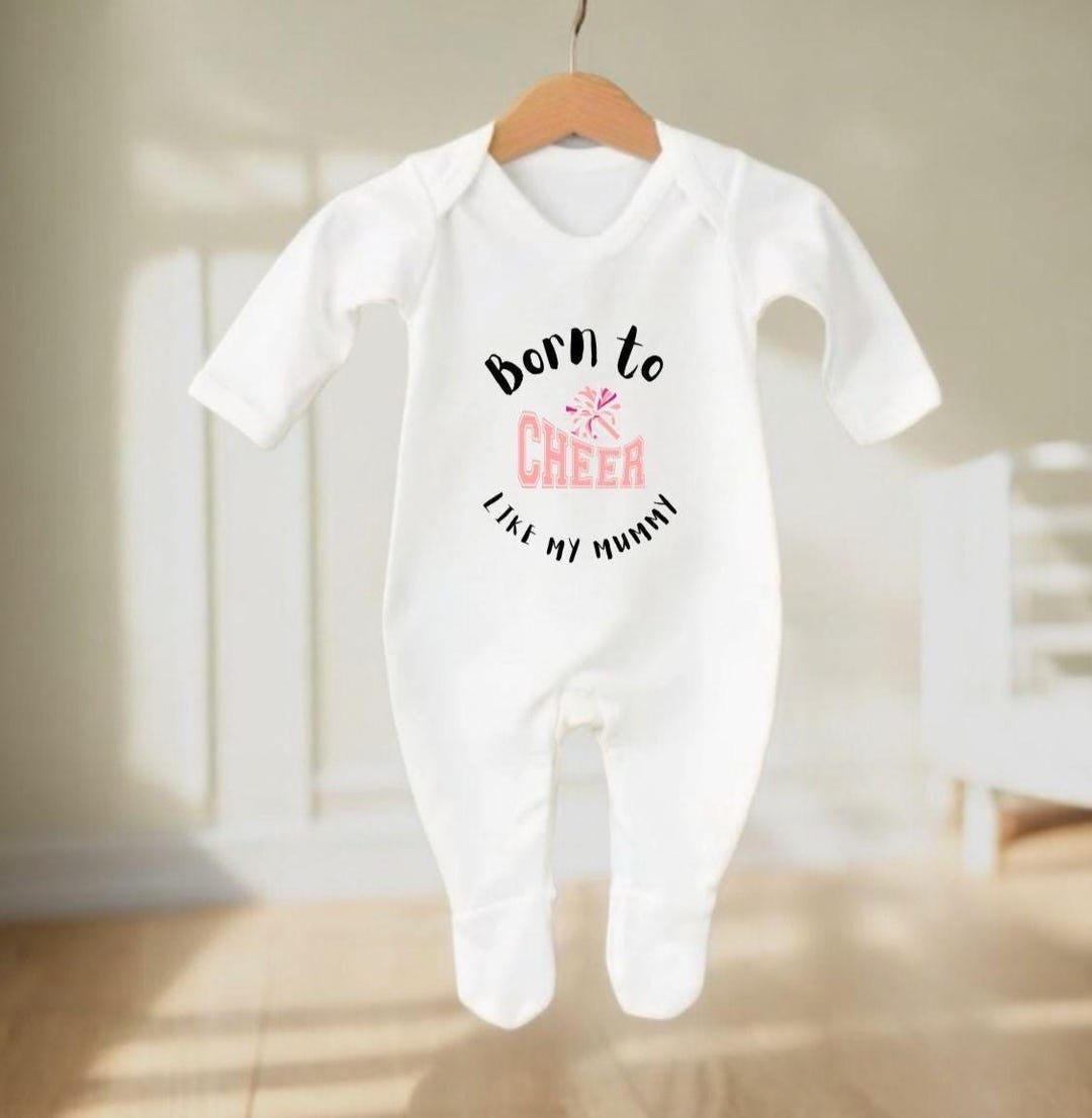 Born to Cheer Baby, Sleep Suit, Cheerleading Baby Bodysuit, New Baby ...