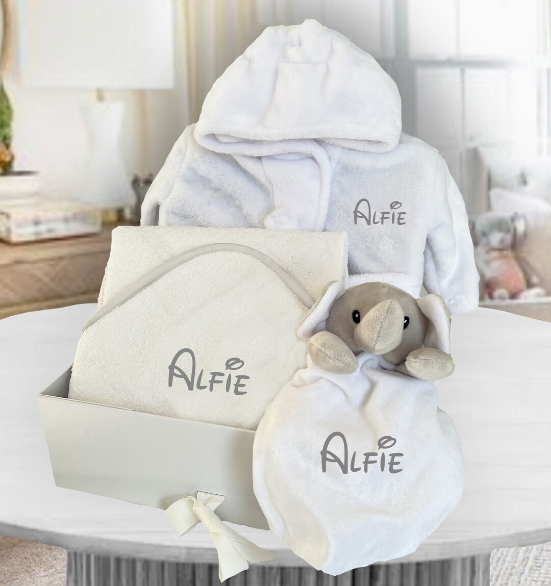 Newborn Bath Time Gift Set, Personalised Baby Hamper, Baby Boy Gift ...