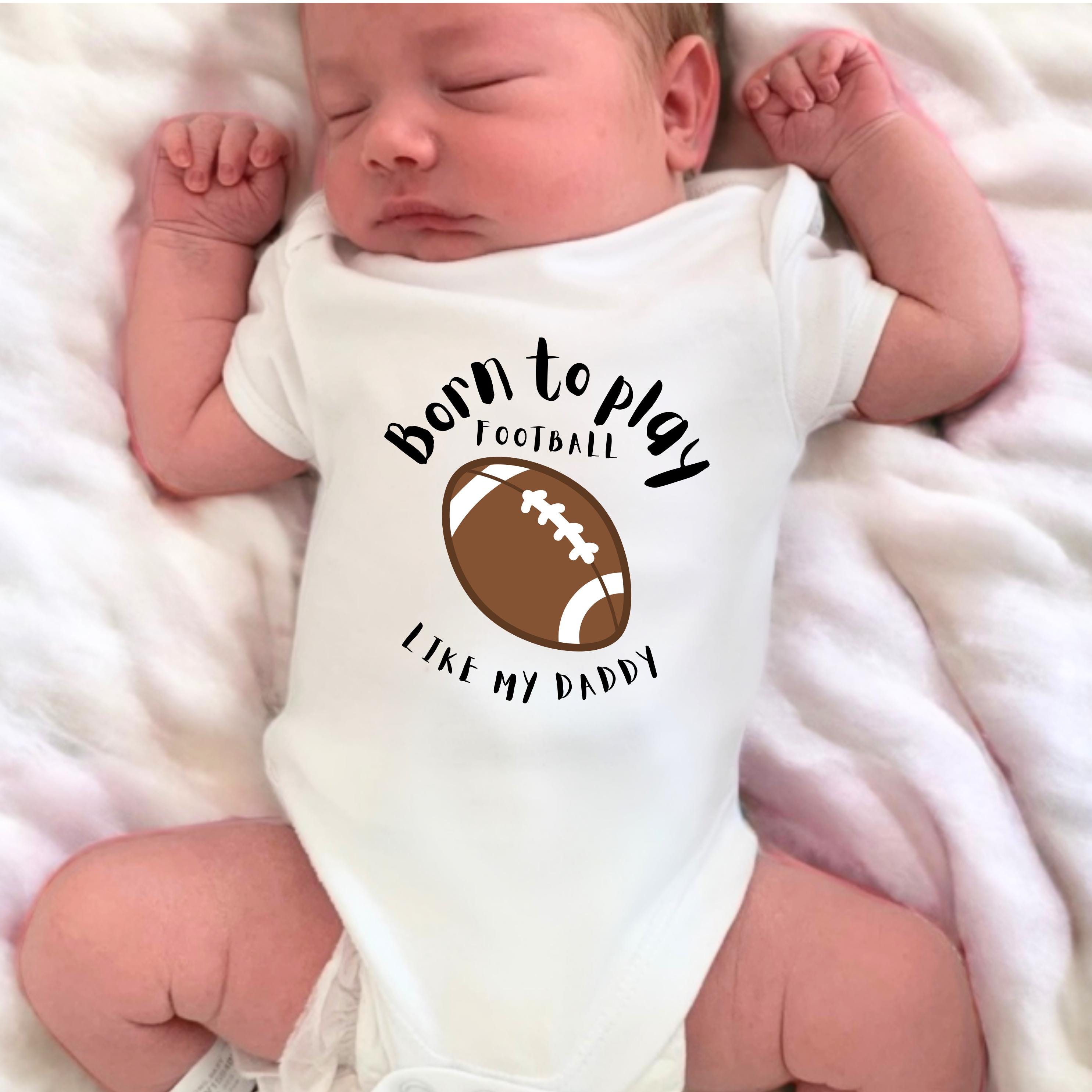 Born to Play Football Baby Body Suit, Sleep Suit, New Baby, Baby Boy ...