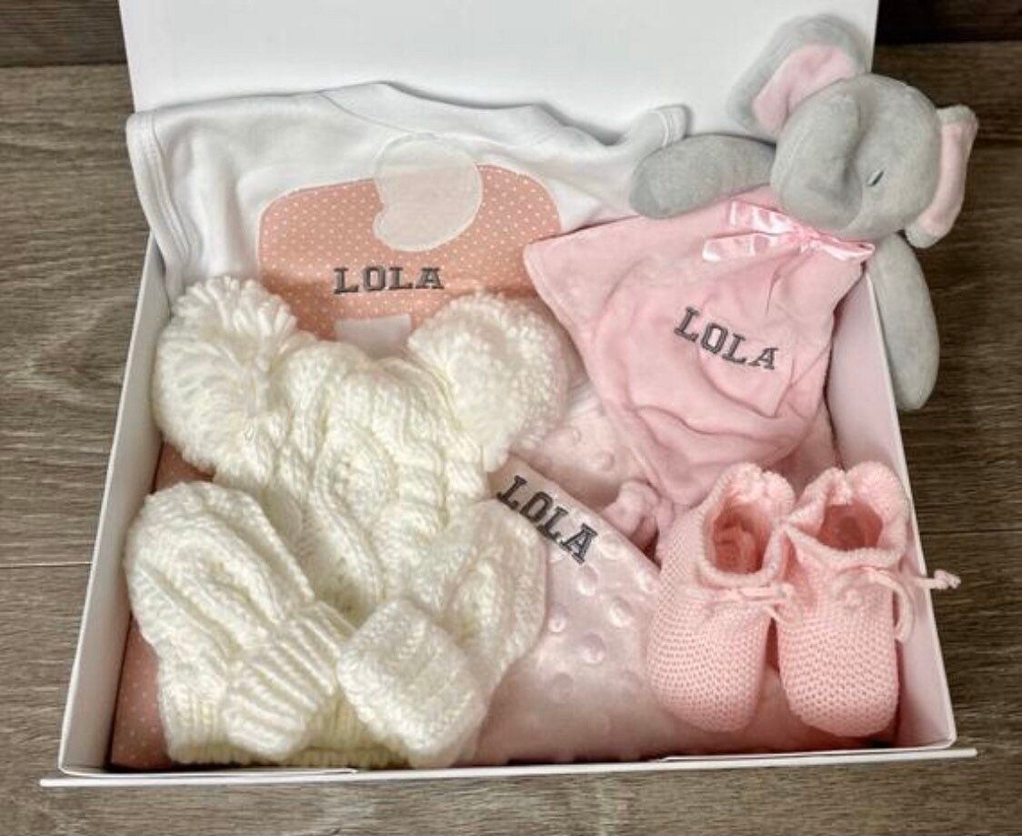 Baby Girl Pink Baby Hamper Gift Set Personalised Pink Baby - Etsy UK