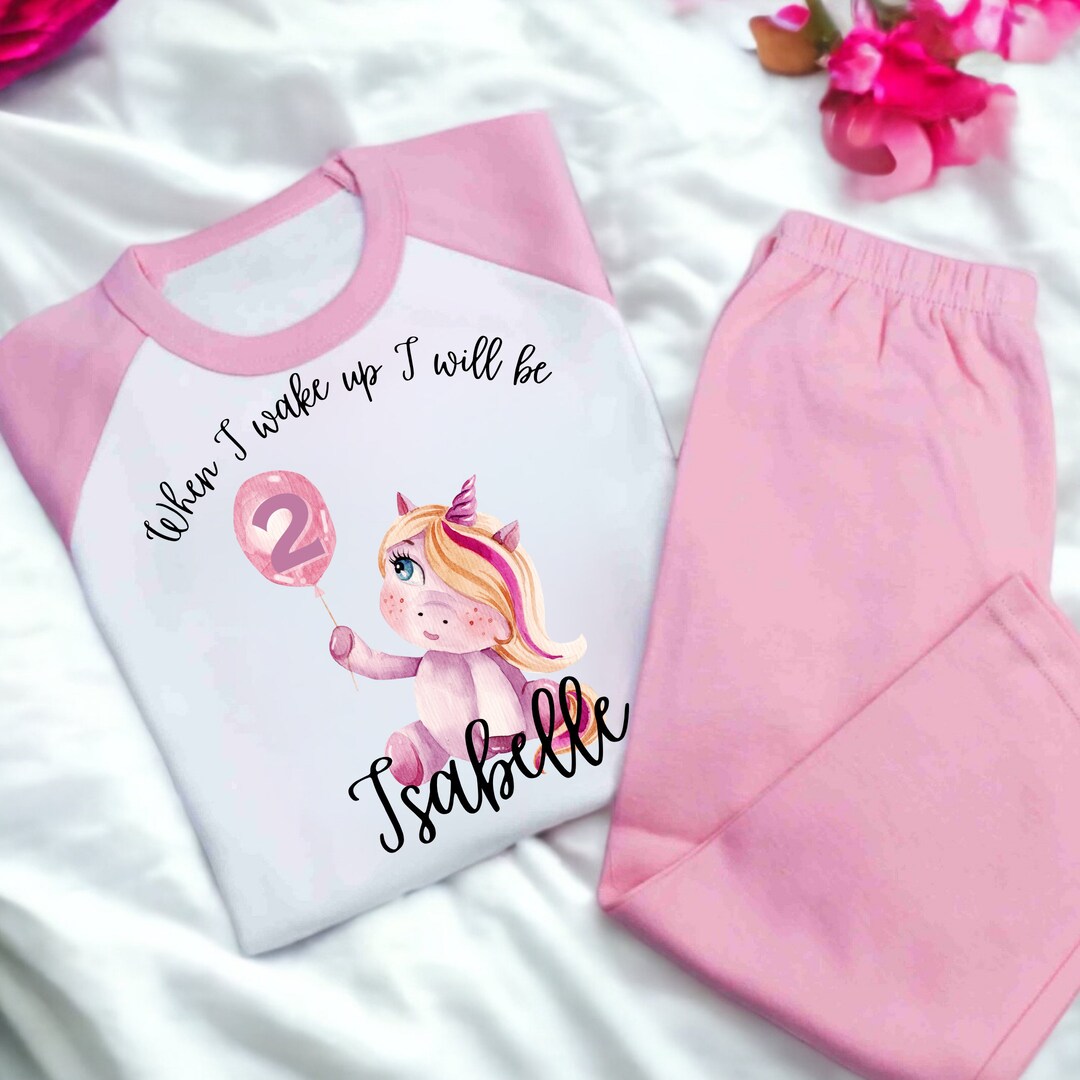 Personalised Girls Birthday Pyjamas, 1st Birthday, When I Wake up I’ll ...