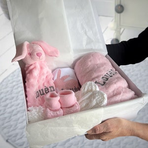 Cute Baby Hamper Gift, New Baby Bunny Rabbit Gift Set, Personalised New ...