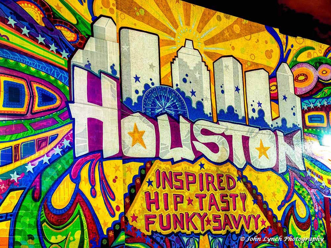 Houston Inspired Graffiti Houston Graffiti Inspired Mural | Etsy