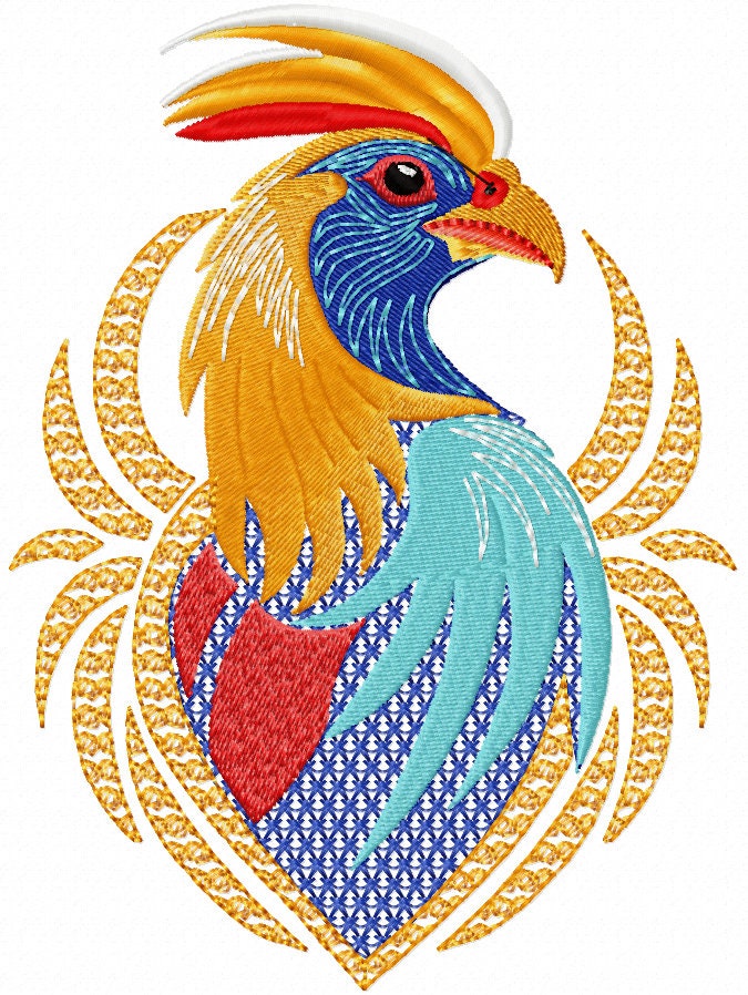 Pretty Rooster, Embroidery File, Machine Embroidery Designs, File - 2 ...