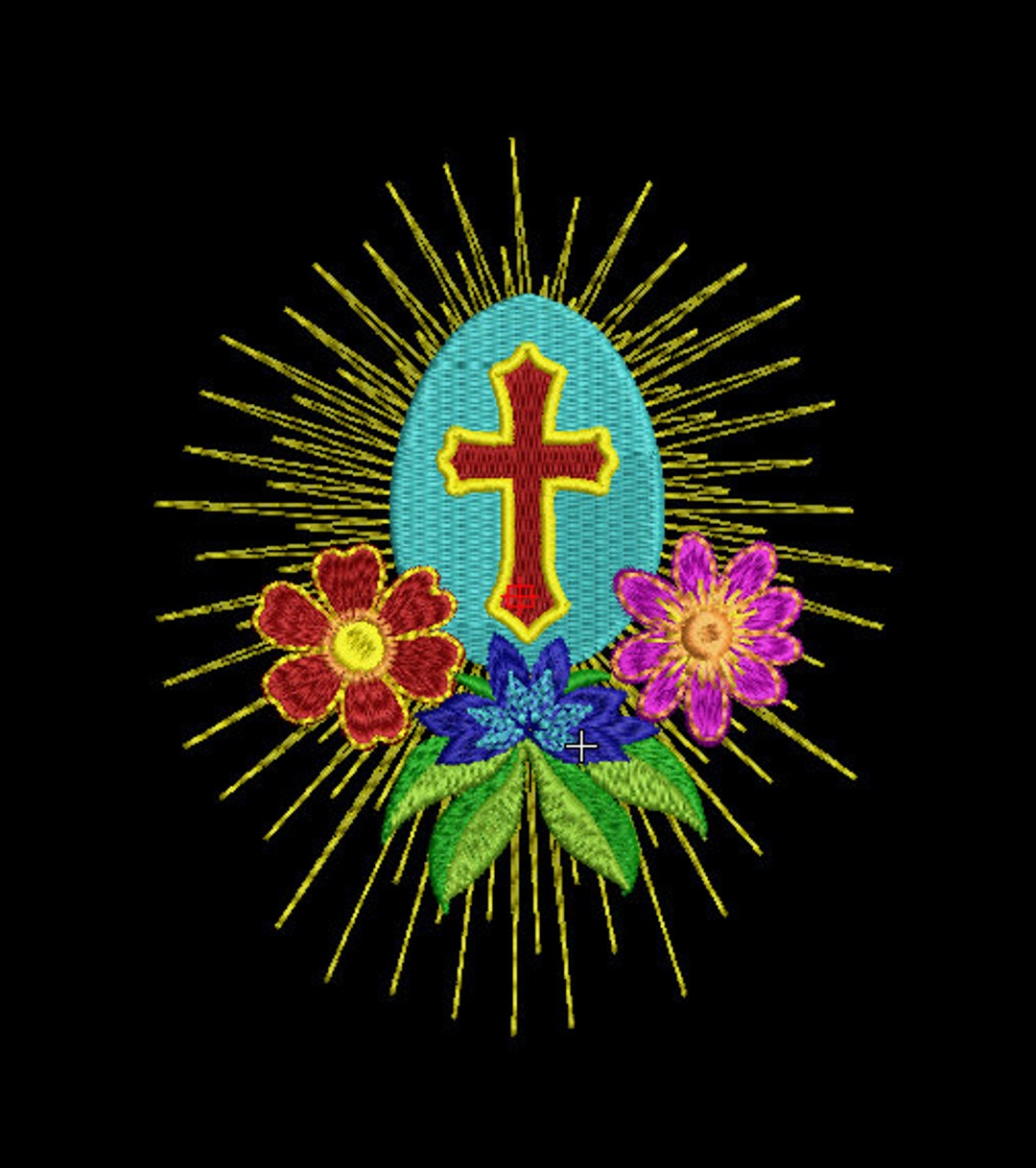 Digital Embroidery File of Easter Egg With Flowers - 2 Different Sizes ...