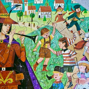 The Pied Piper 12" Round Puzzle by H-G Toys - Complete Vintage Puzzle ...