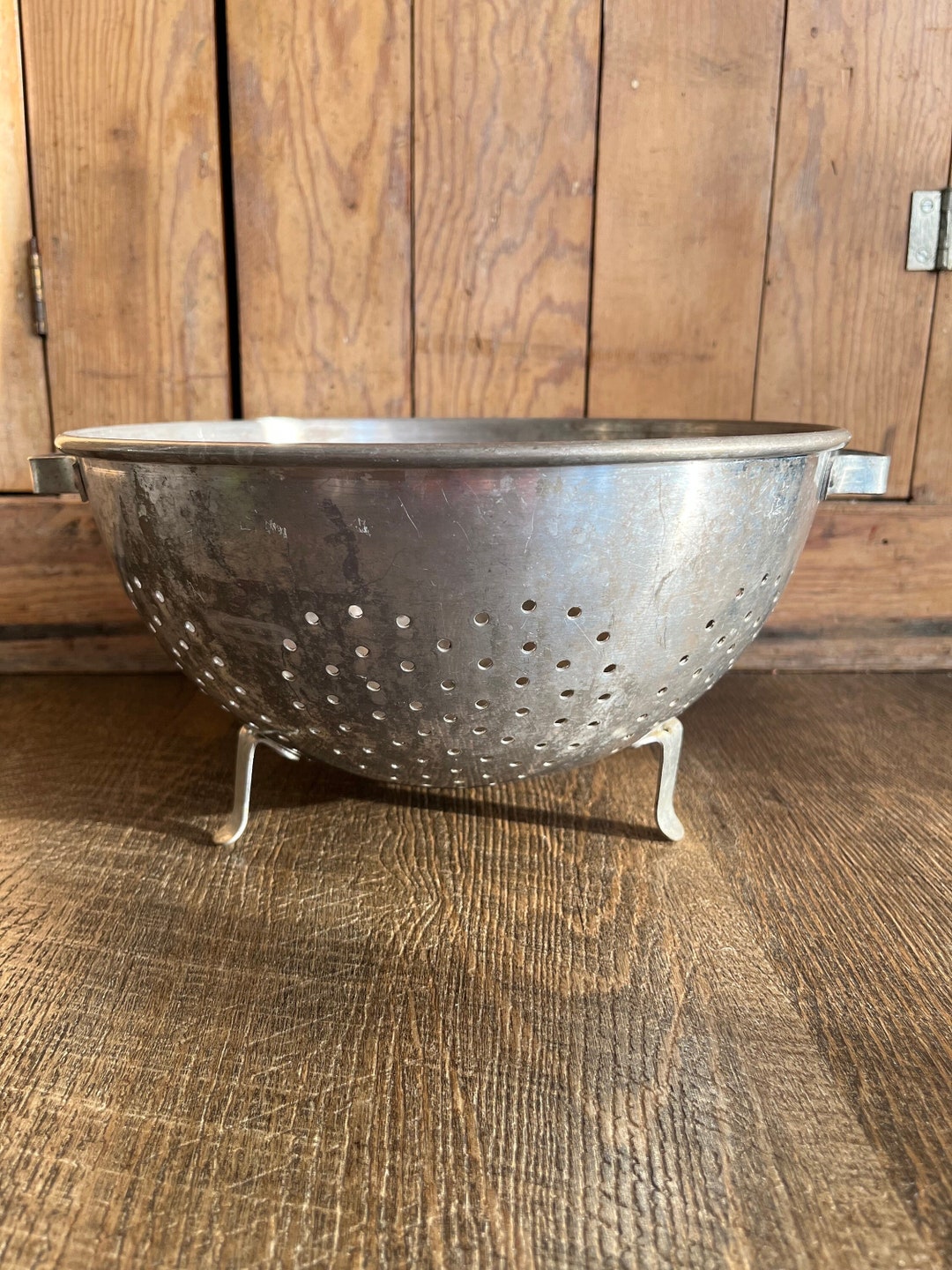 Rare Heart Design Vintage Aluminum Footed Colander Large With Handles ...