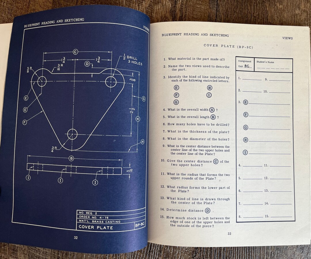 1950s basic Blueprint Reading and Sketching by C. Thomas Olivo Unused ...