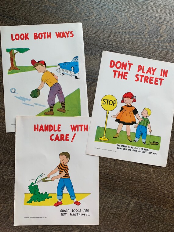 Vintage 1950s Children's Safety Posters Hayes School - Etsy